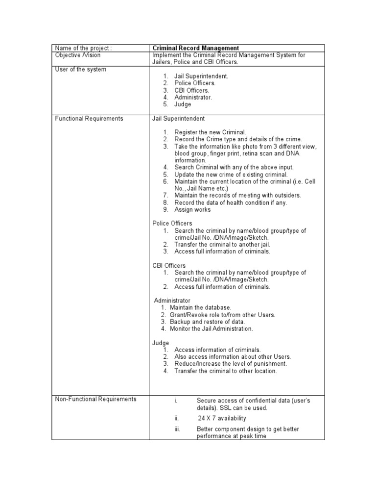 Criminal Record Management System Overview | PDF