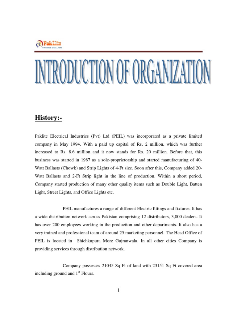 Paklite Electrical Industries Company Introduction | PDF | Pakistan ...