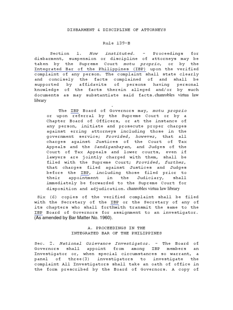 Rule 139-b Disbarment and Discipline of Attorneys | Deposition (Law ...