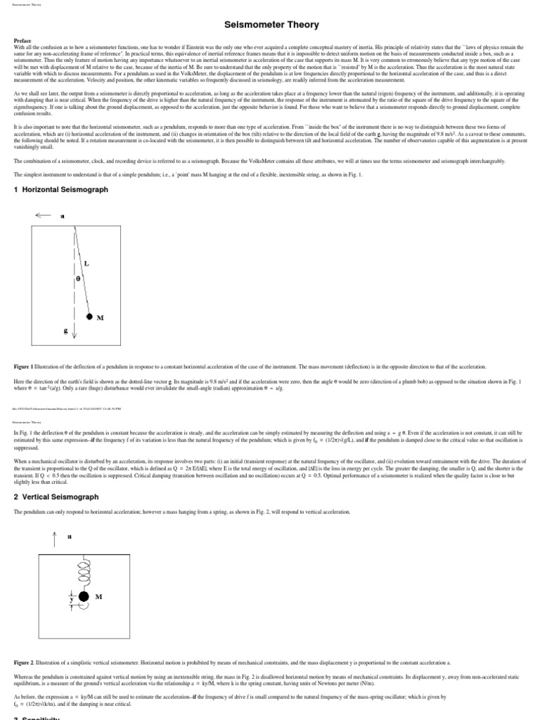 Seismometer Theory | PDF | Capacitor | Pendulum