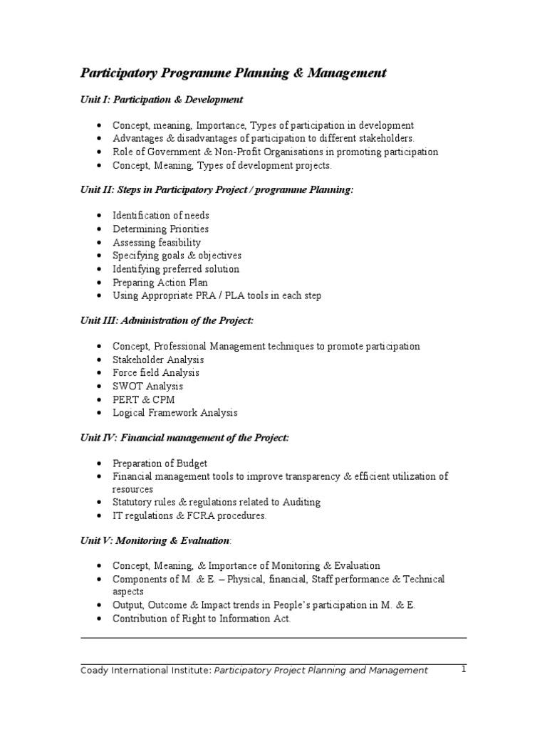 Participation in Project Management | PDF | Empowerment | Sustainability