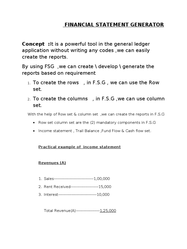 Oracle R12 - FSG Report | PDF | Income Statement | Revenue