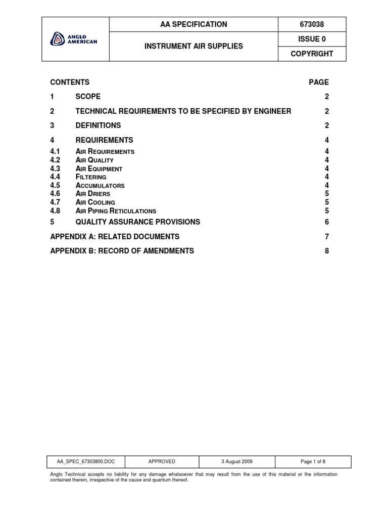 Instrument Air Supply | PDF | Specification (Technical Standard) | Scada