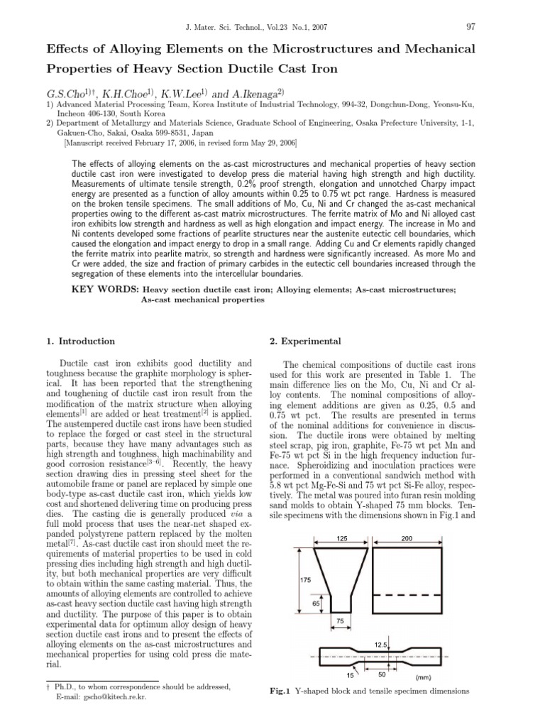 Effect of Alloying Elements On Microstructure and Mechanical Properties of Ductile Iron | PDF ...