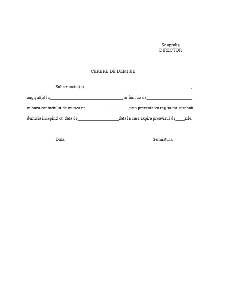 Cerere Demisie Model | PDF