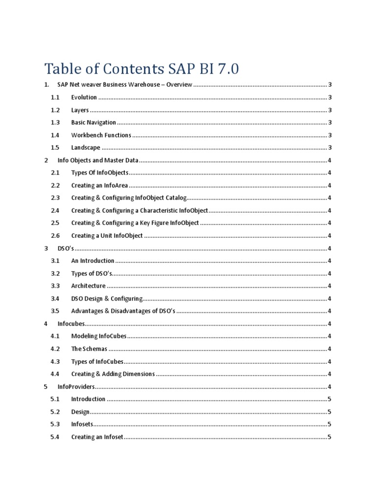 SAP BI 7.0 Overview and Functions | PDF | Computers