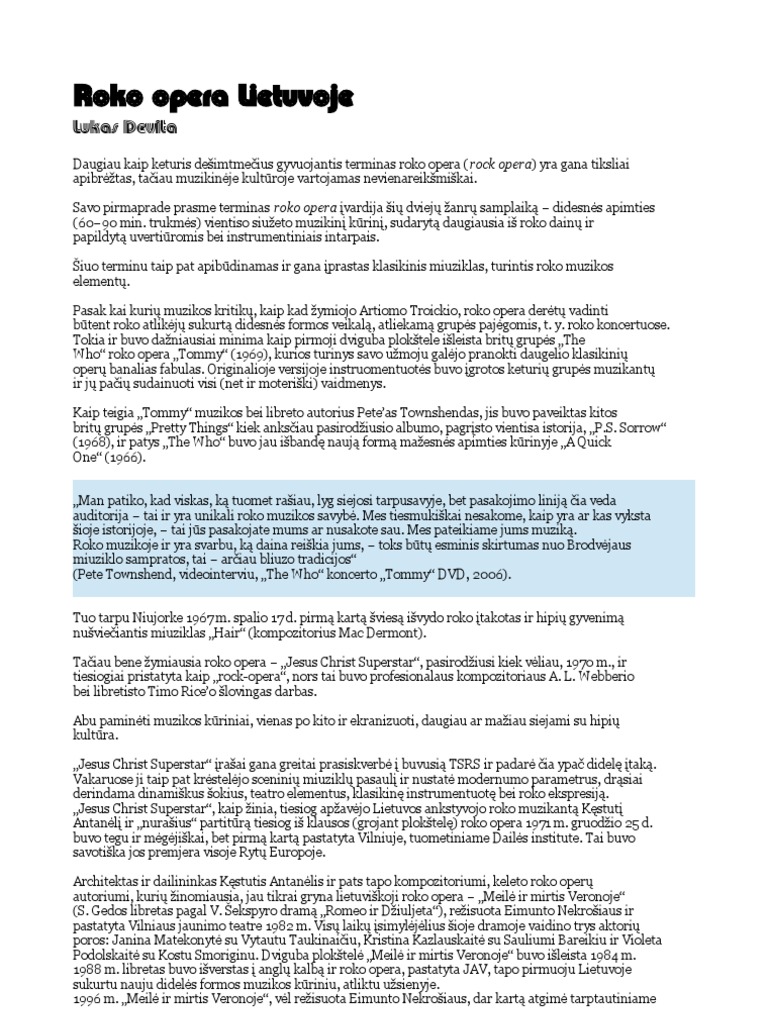 ROKO OPERA LIETUVOJE - Lukas Devita | PDF