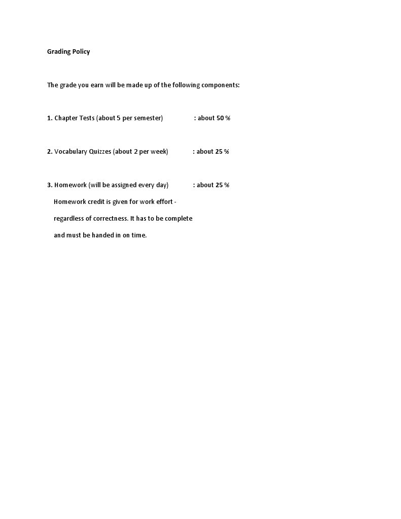 Grading Policy Breakdown and Components | PDF | Teaching Methods ...