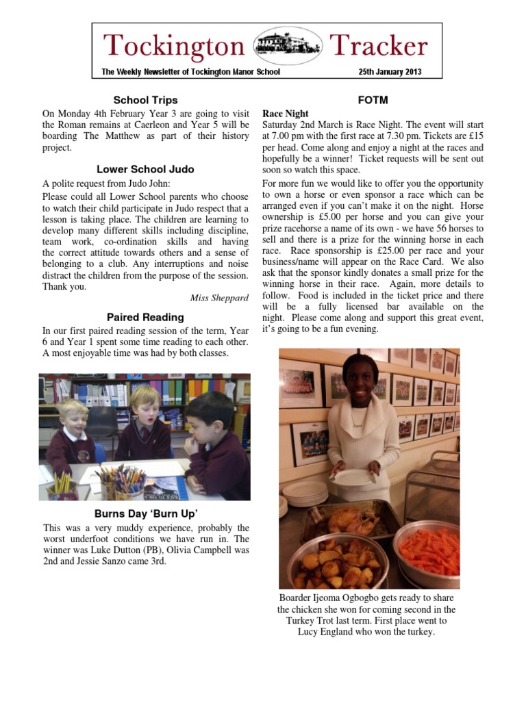 Tockington Tracker 25-01-13 | PDF | Leisure