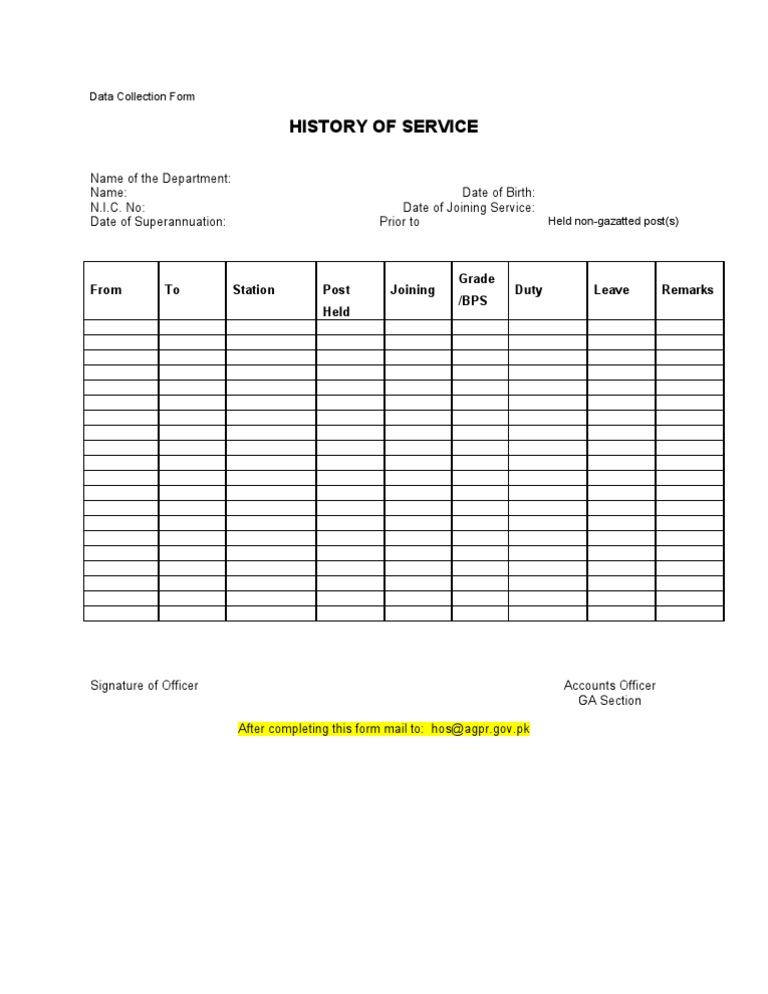 History of Service | PDF