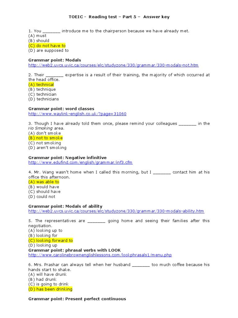 Toeic Part5 Integrale Key1 | Download Free PDF | Part Of Speech | Adverb