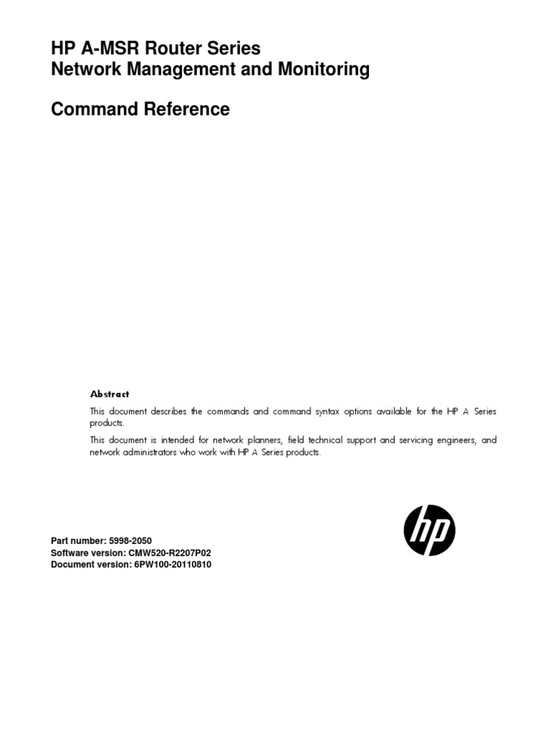 HP a-MSR Router Series High Network Management and Monitoring Command ...