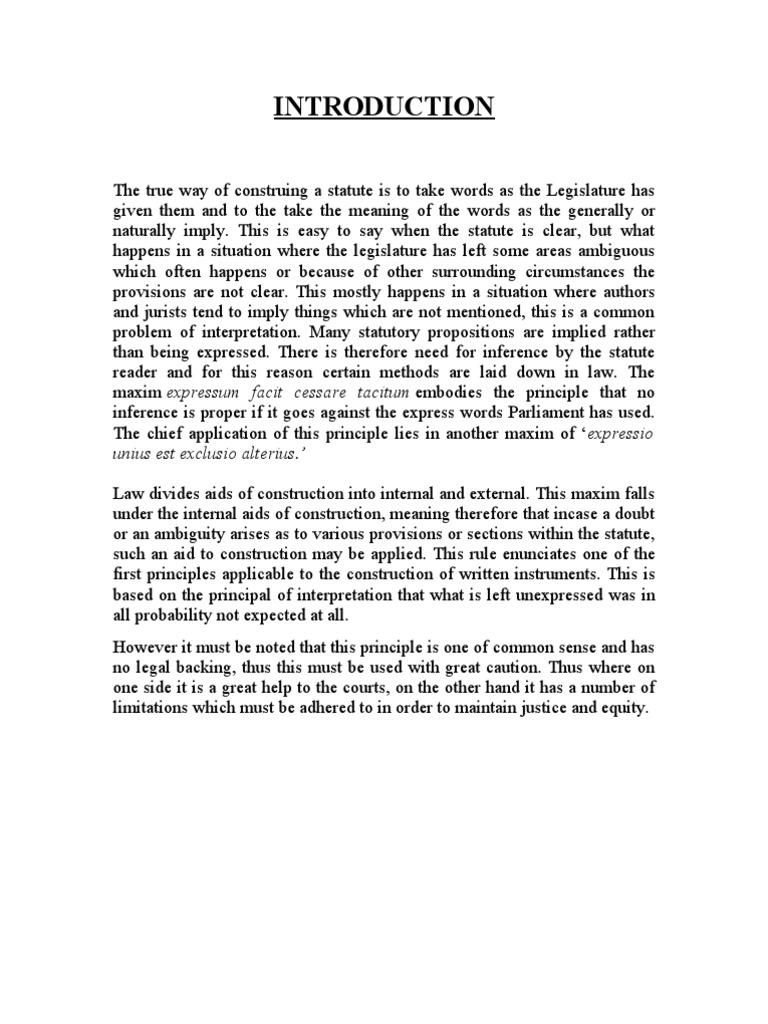 Ios - Expressio Unius Est Exclusio Alterius | PDF | Statutory ...