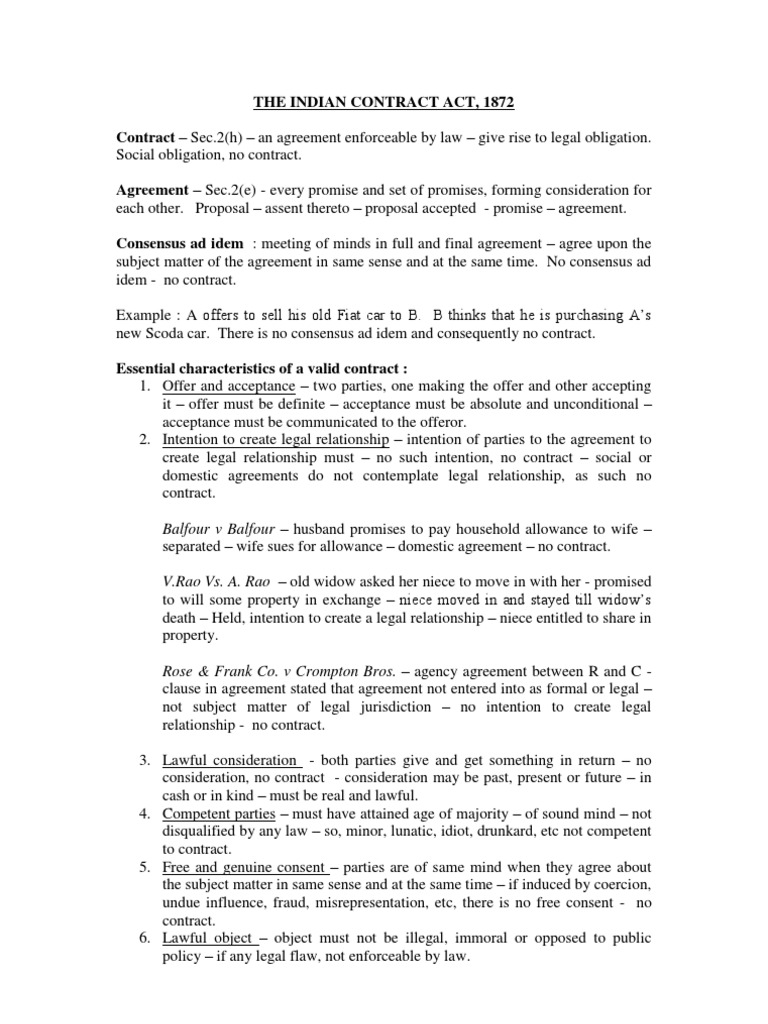 Law of Contract | PDF | Offer And Acceptance | Consideration