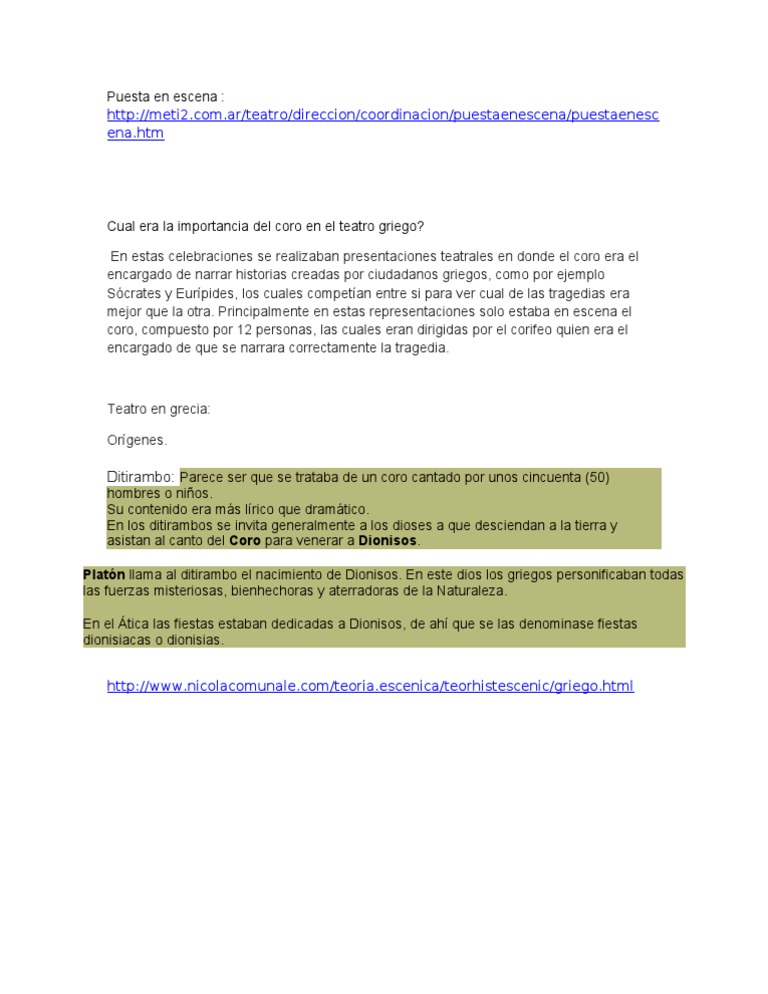 Importancia del Coro en el Teatro Griego | PDF