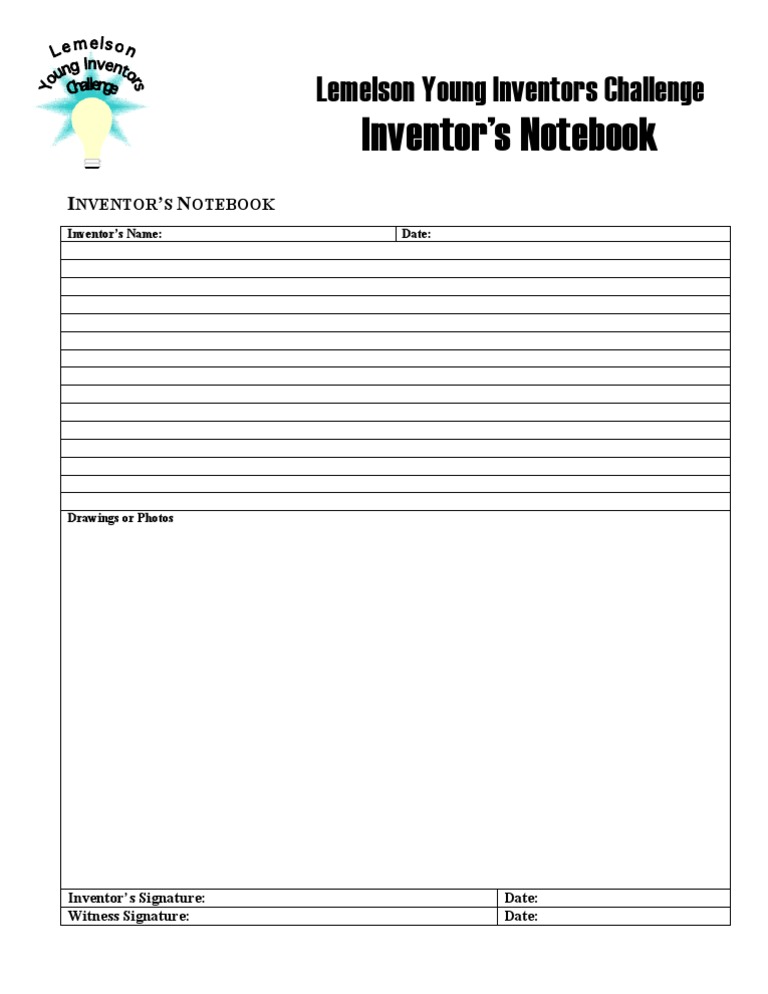 Inventors Notebook Pages | PDF