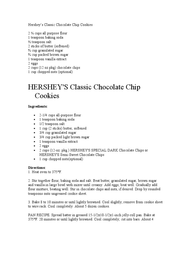 Chocolate Chip Cookie Recipe | PDF