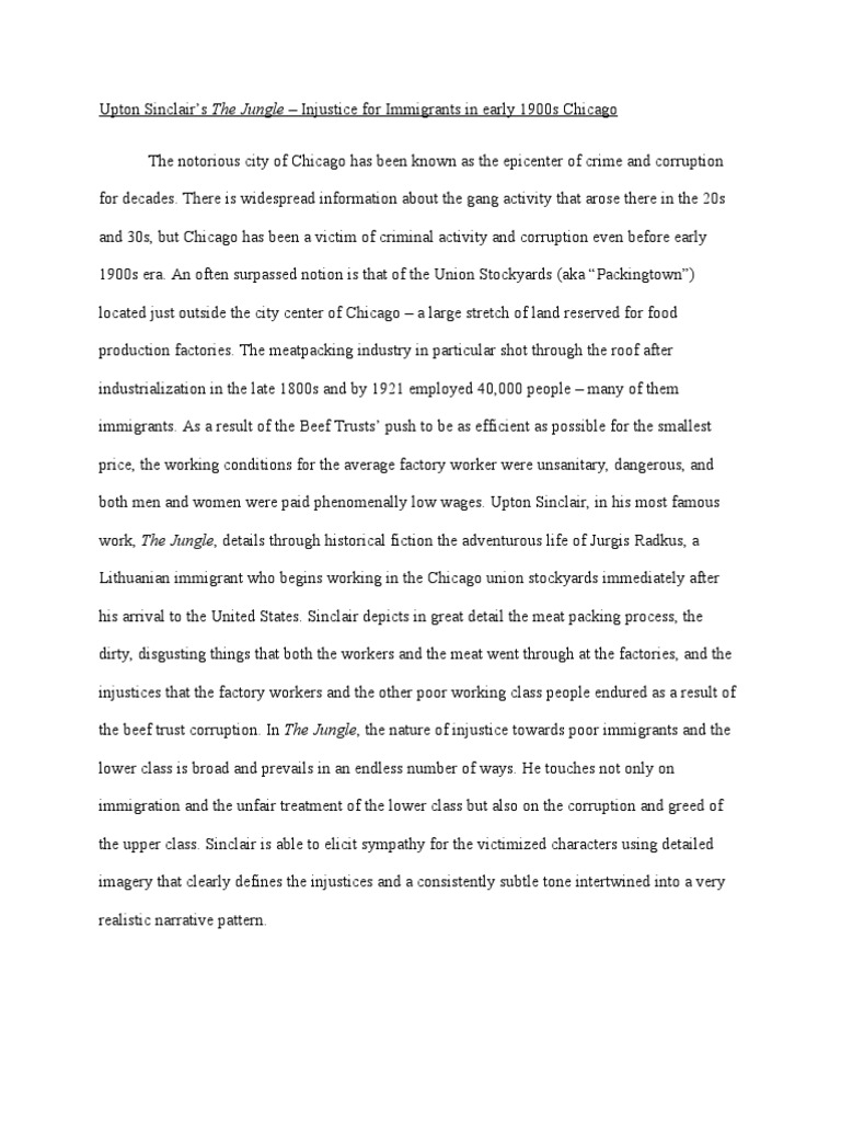 The Jungle - Essay | PDF | The Jungle | Meat Packing Industry