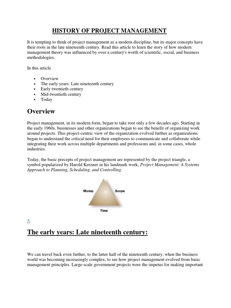 Project Management History | PDF | Top Down And Bottom Up Design ...