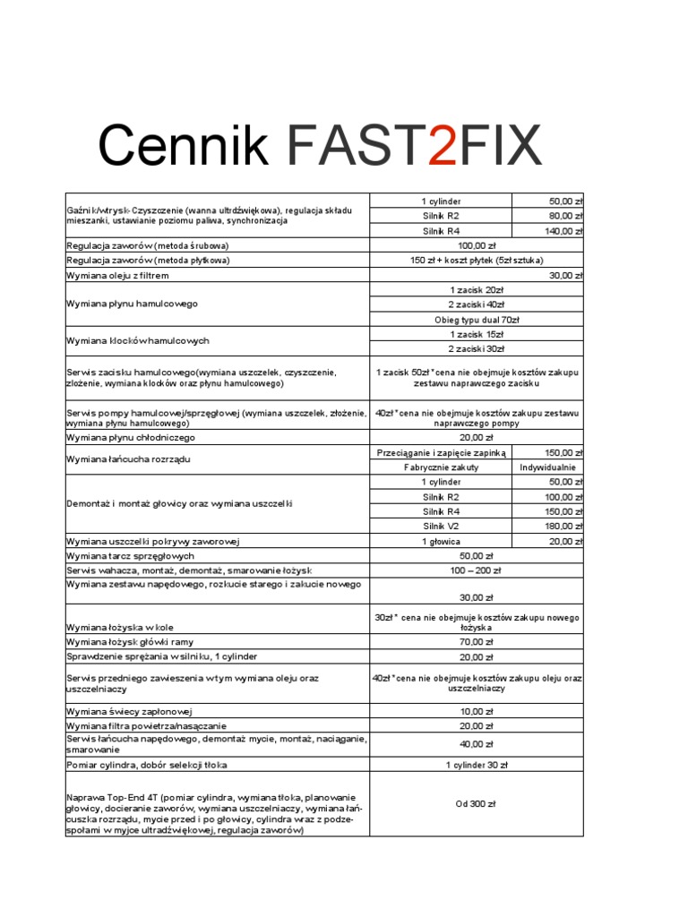 Cennik | PDF