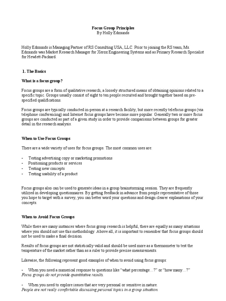 Focus Group Principles | PDF | Focus Group | Attention