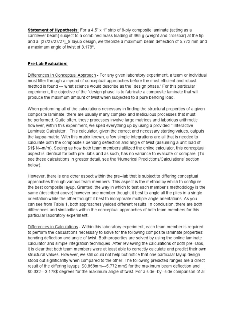 Intorductory Composite Lab Report | PDF | Bending | Composite Material