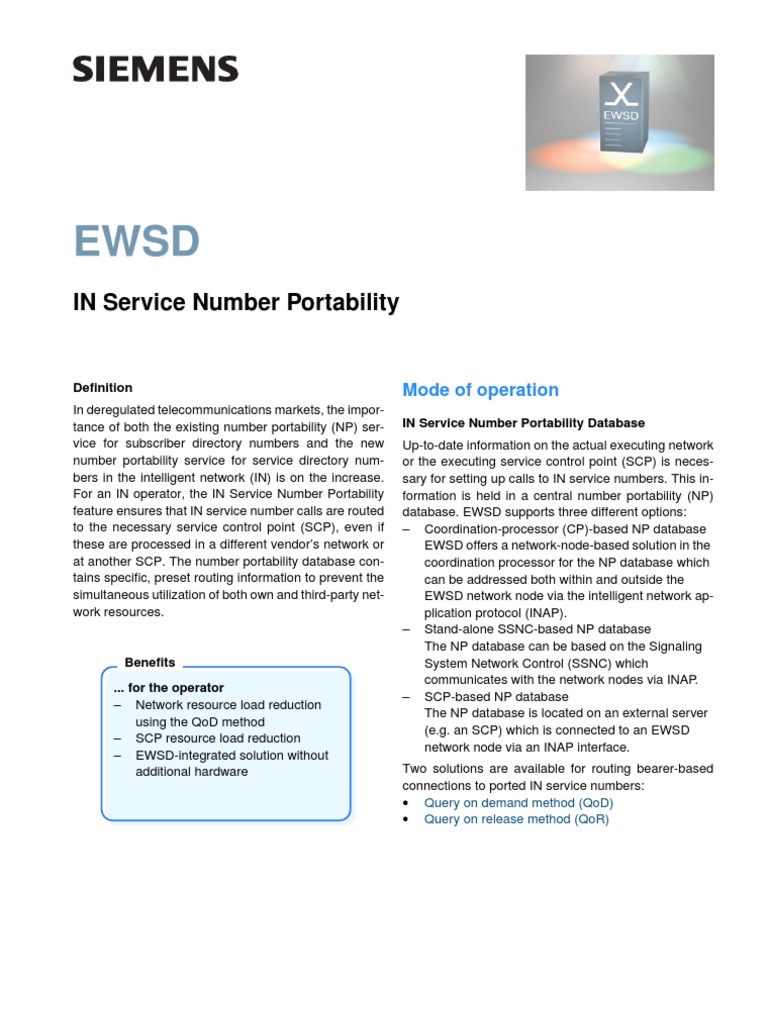 IN Service Number Portability: Mode of Operation | Download Free PDF | Computer Network | Databases