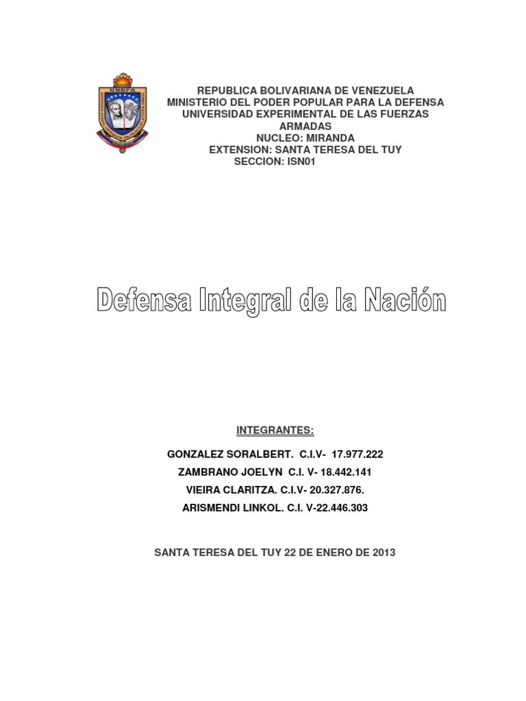 Defensa Integral de La Nacion | PDF | Nación | Estado (política)