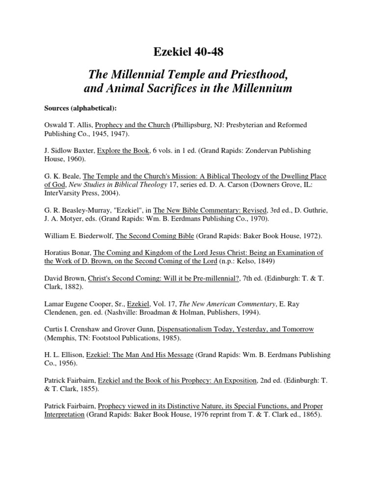 Ezekiel 40-48: The Millennial Temple and Priesthood, and Animal ...