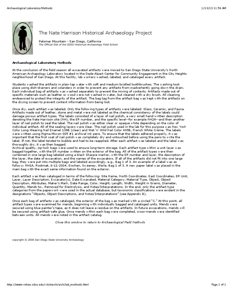 Archaeological Laboratory Methods | PDF | Archaeology | Excavation ...