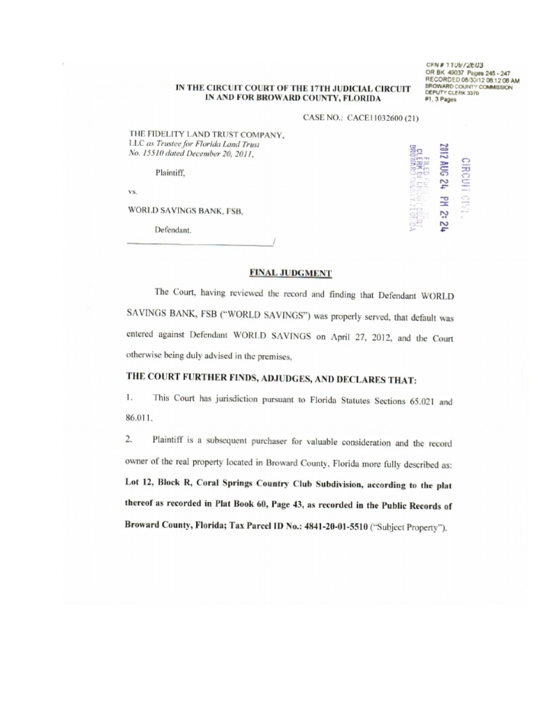 Final Judgment - Quiet Title | PDF