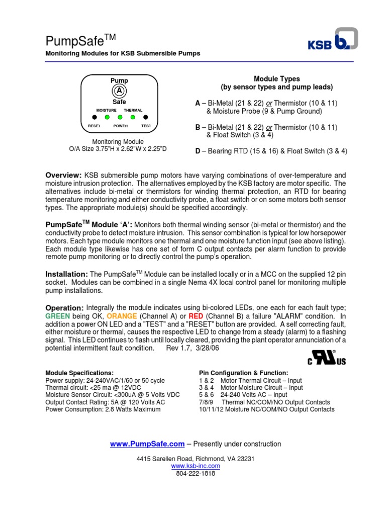 Pumpsafe General Information | PDF | Relay | Equipment