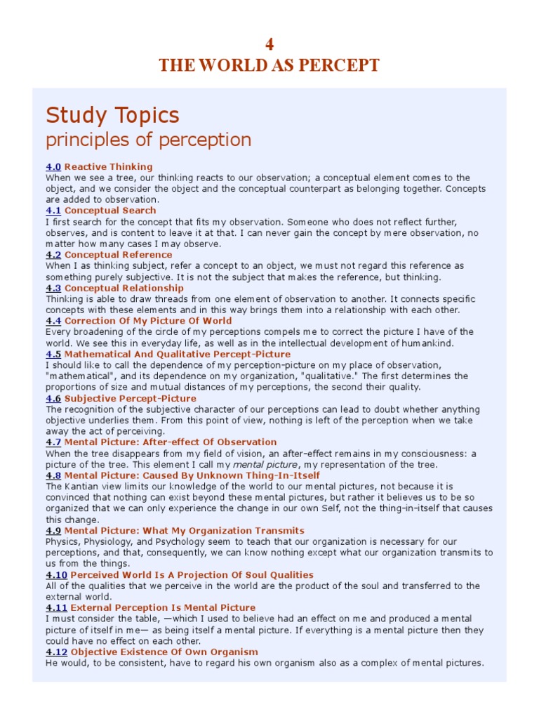 The World As Perception | PDF | Perception | Idealism