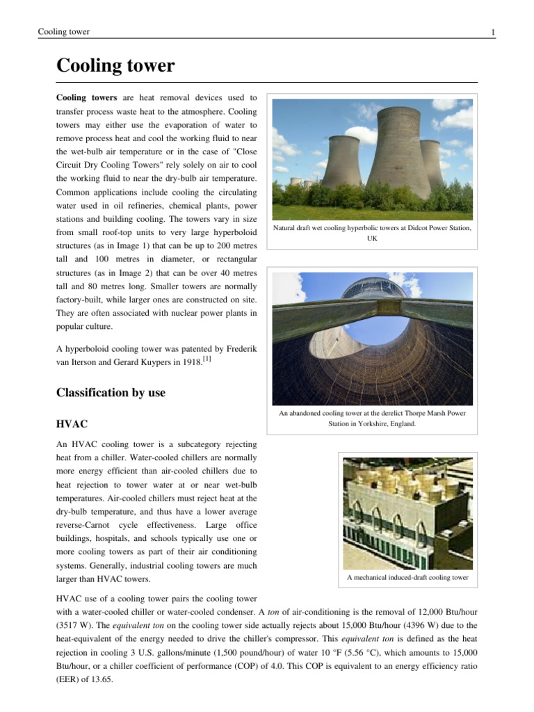 Cooling Tower: Classification by Use | PDF | Air Conditioning | Heat Pump
