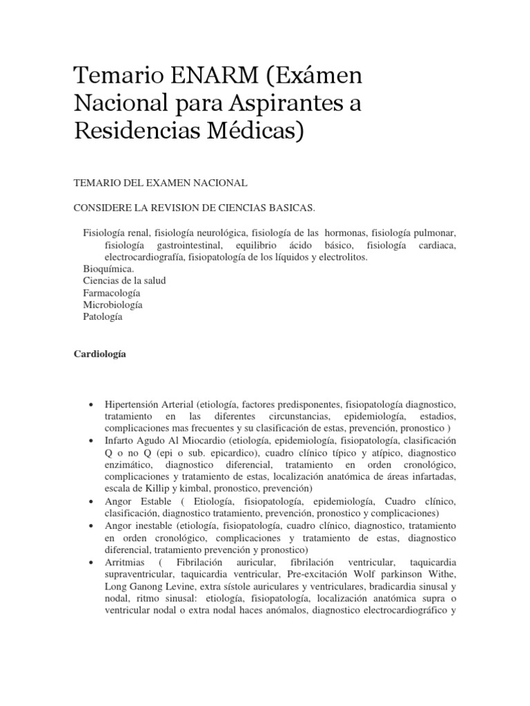 Temario Completo ENARM 2023 | PDF | Arritmia cardiaca | Parto