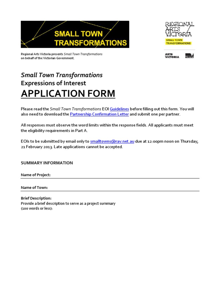 EOI Form STT Project | PDF | Project Management | Partnership