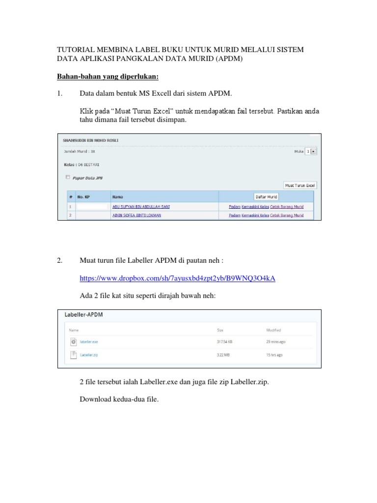 Tutorial Membina Label Buku Untuk Murid Melalui Sistem Data Aplikasi ...
