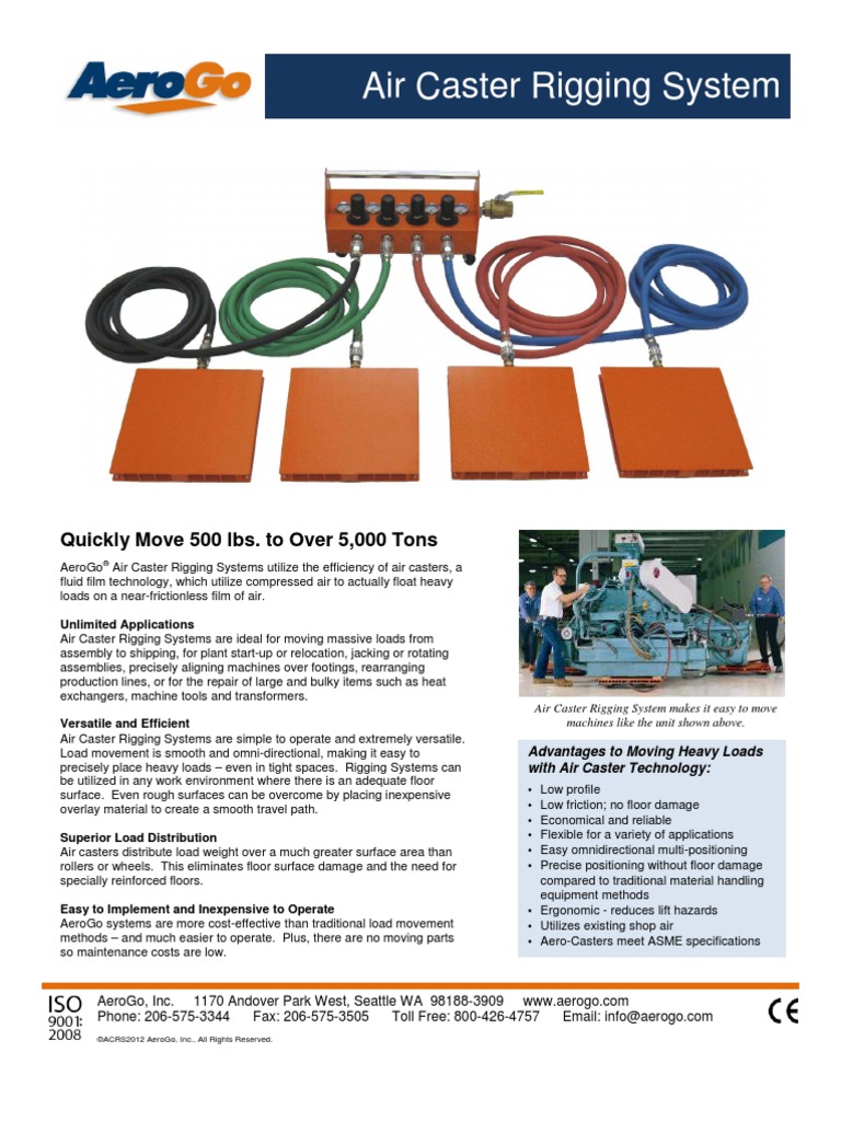 Air Caster Rigging System Spec Sheet ACRS2012 | PDF | Machines ...
