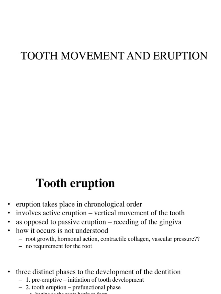 Tooth Eruption and Movement Mechanisms | PDF | Human Tooth | Tooth