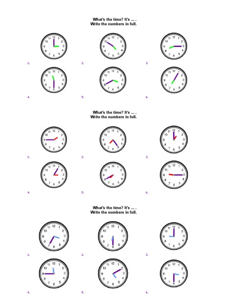 What's The Time? It's ... - Write The Numbers in Full | PDF