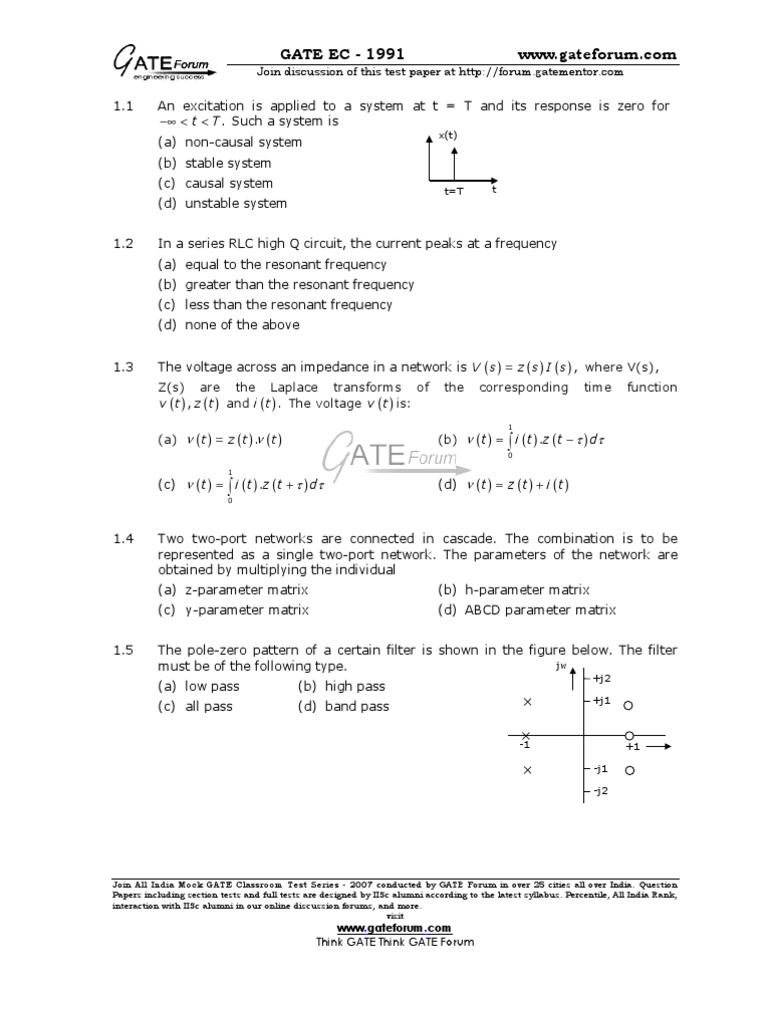 Gate Ece 1991 | PDF | Teaching Methods & Materials | Science & Mathematics