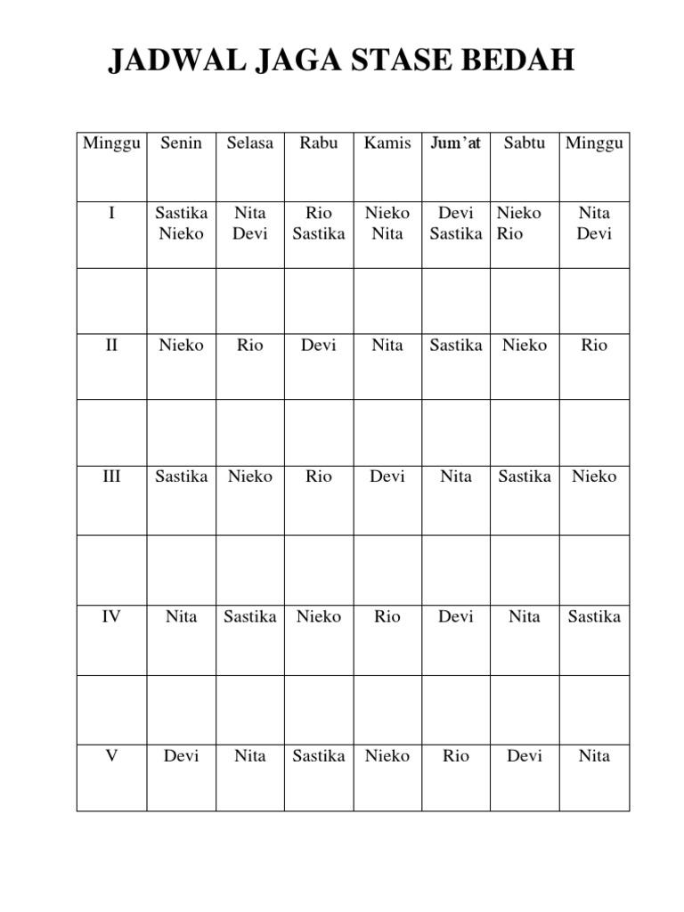 Jadwal Jaga Stase Bedah | PDF | Religion & Spirituality