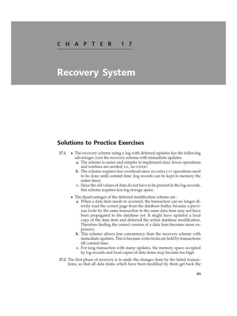 Recovery System: Solutions To Practice Exercises | PDF | Database ...