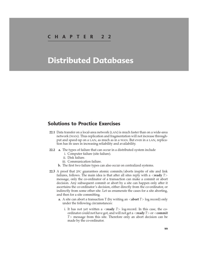 Distributed Databases: Solutions To Practice Exercises | PDF ...