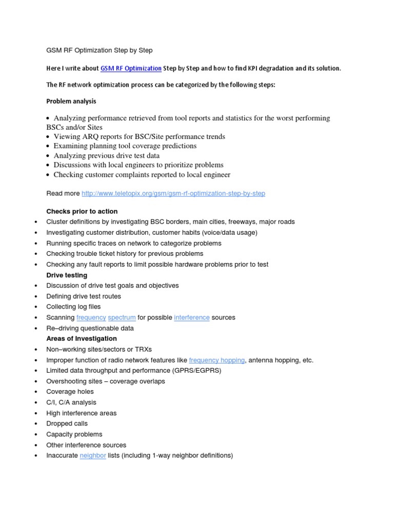 GSM RF Optimization Step by Step | PDF | Telecommunications | Radio
