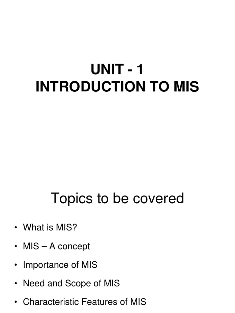 Unit - 1 Introduction To MIS | PDF | Management Information System ...