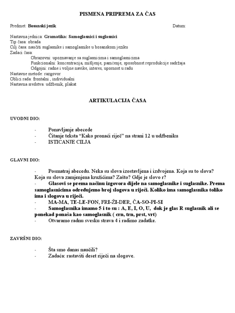 Samoglasnici I Suglasnici | PDF
