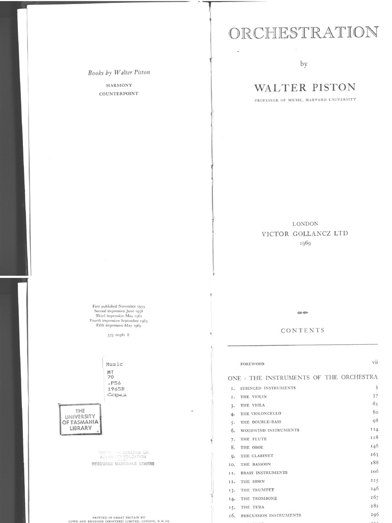 Piston Walter - Orchestration (1969) | PDF