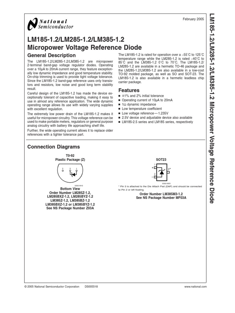 Zenner Lm385z-1 2 | PDF | Thermocouple | Electronic Circuits