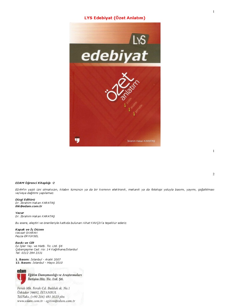Lys Edebiyat Zet Anlatim Brahim Hakan Karata | PDF